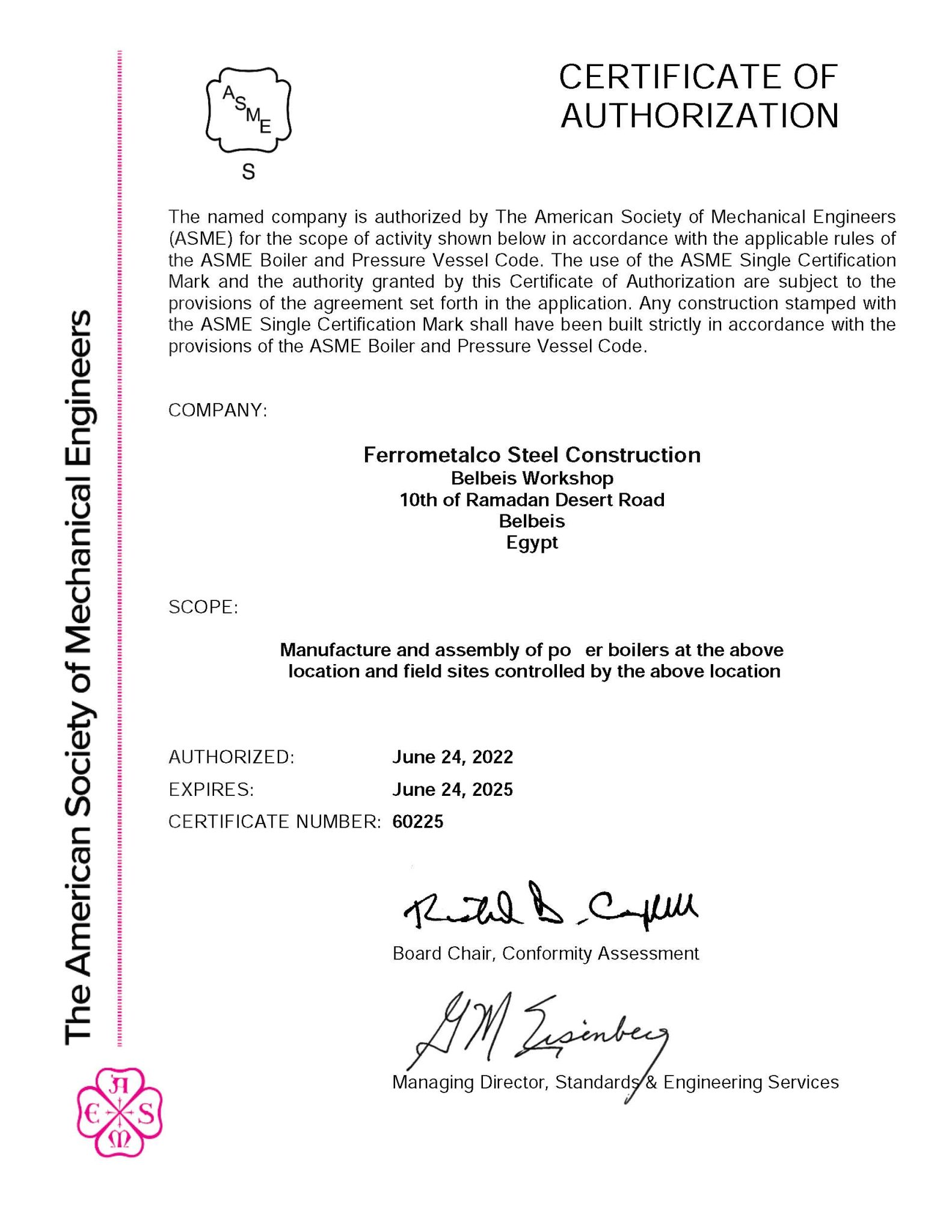 Certificates - Ferrometalco